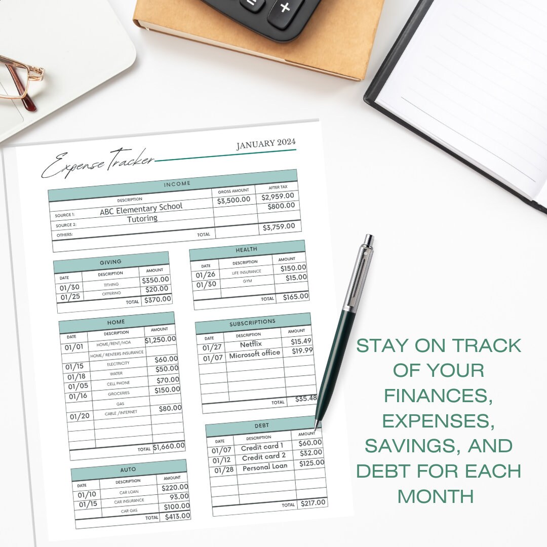 Printable Budget Monthly Expense Tracker Financial Journal Monthly ...
