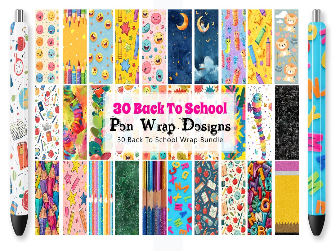 30 Back to School Digital Pen Wrap Bundle, Student Gift, Teacher Gift ...