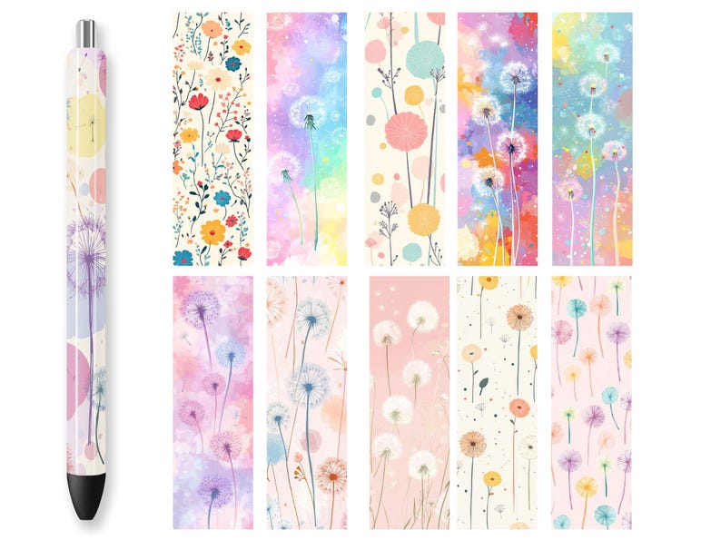 20 Pastel Dandelion Pen Wraps: Sublimation Pen Designs (digital ...