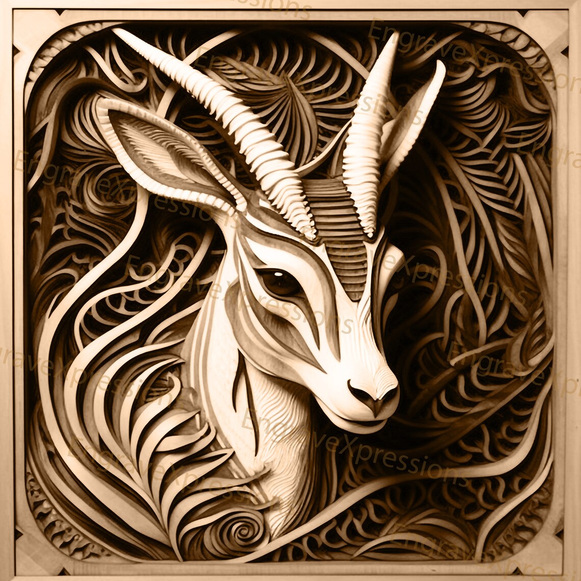 3D Antelope Laser Engrave File: Springbok Design (PNG, SVG) - Etsy