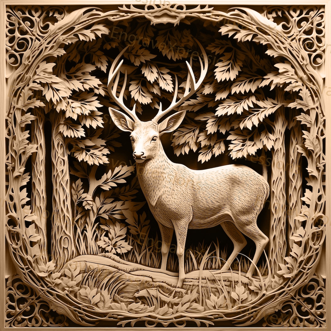 3D Deer Laser Engrave File: Wildlife Animal Design (PNG, SVG) - Etsy