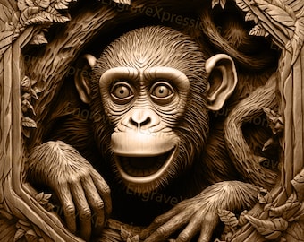 3D Monkey Illusion Laser Engrave File: Wildlife PNG, SVG (digital ...