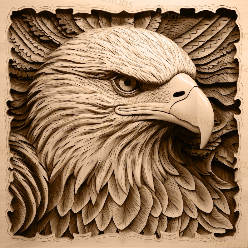 3D Eagle Laser Engrave File: Wildlife Art (PNG, SVG) - Etsy