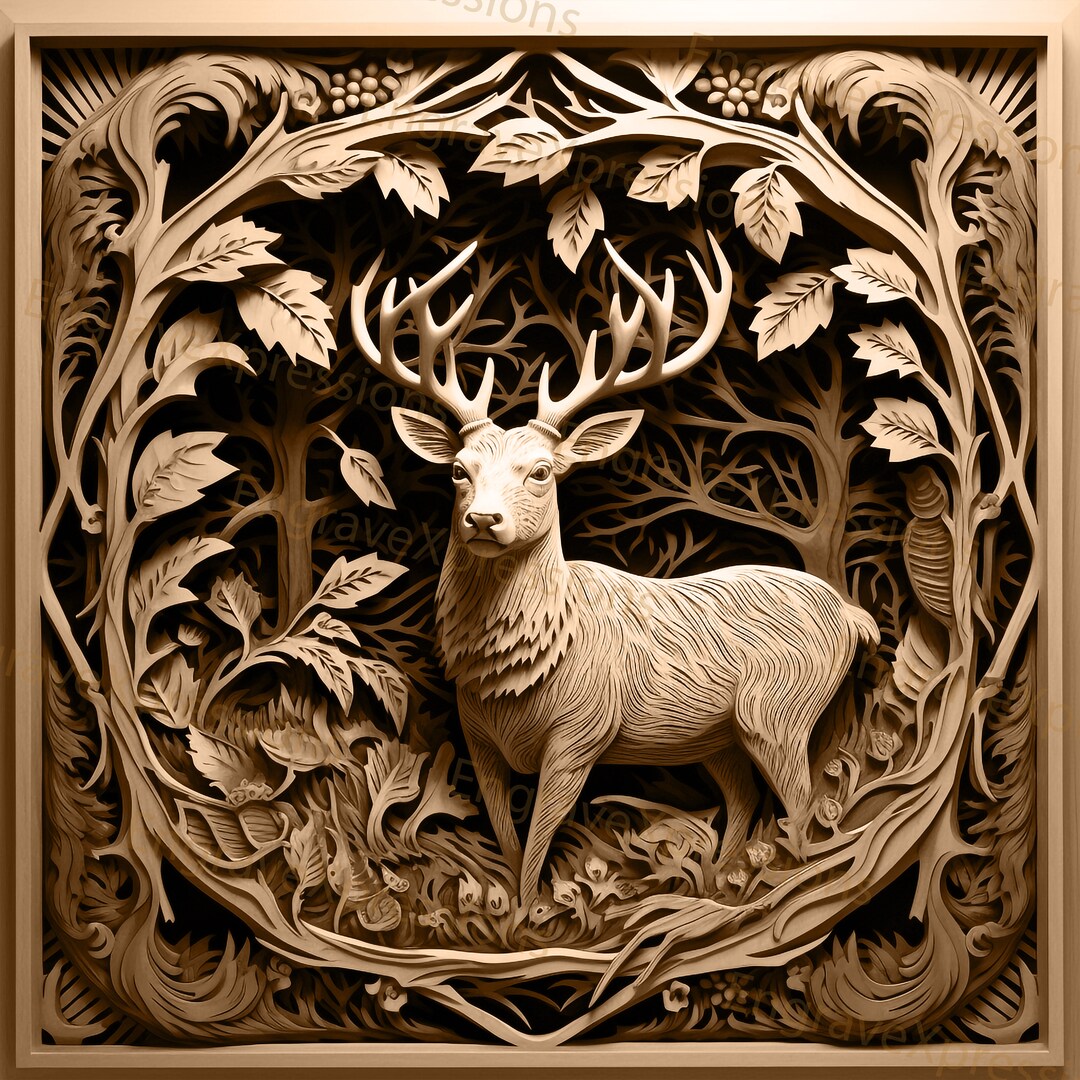 3D Deer Laser Engrave File: Wildlife Animal Design (PNG, SVG) - Etsy