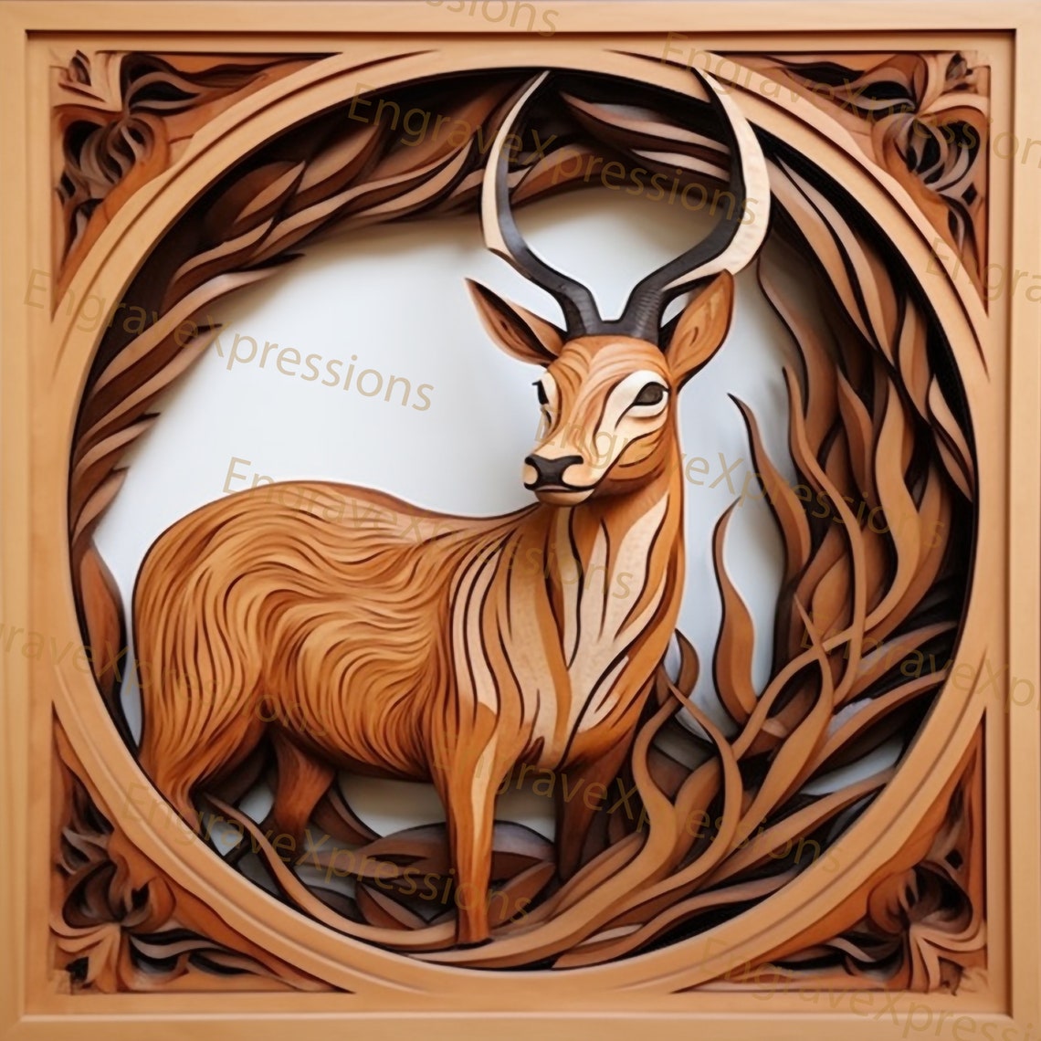 3D Gemsbok Antelope Laser Engrave File: Illusion Design (PNG, SVG) - Etsy