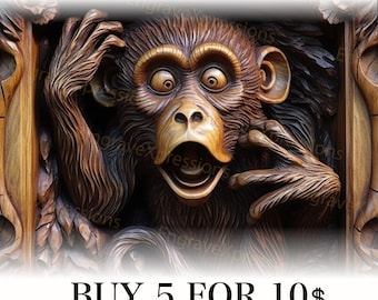 3D Monkey Illusion Laser Engrave File: Wildlife PNG, SVG (digital ...