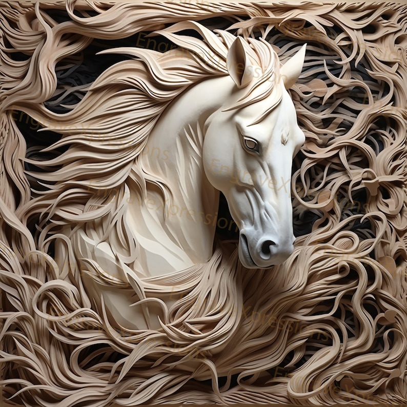 3D Horse Illusion Laser Engrave File: Wildlife PNG, Lightburn Ready ...