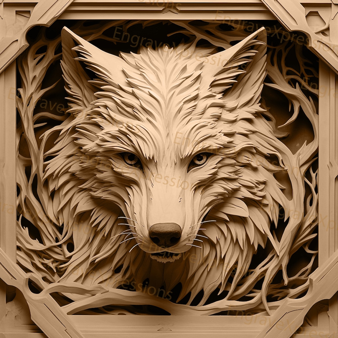 3D Wolf Illusion Laser Engrave File: Wildlife PNG, SVG (digital ...