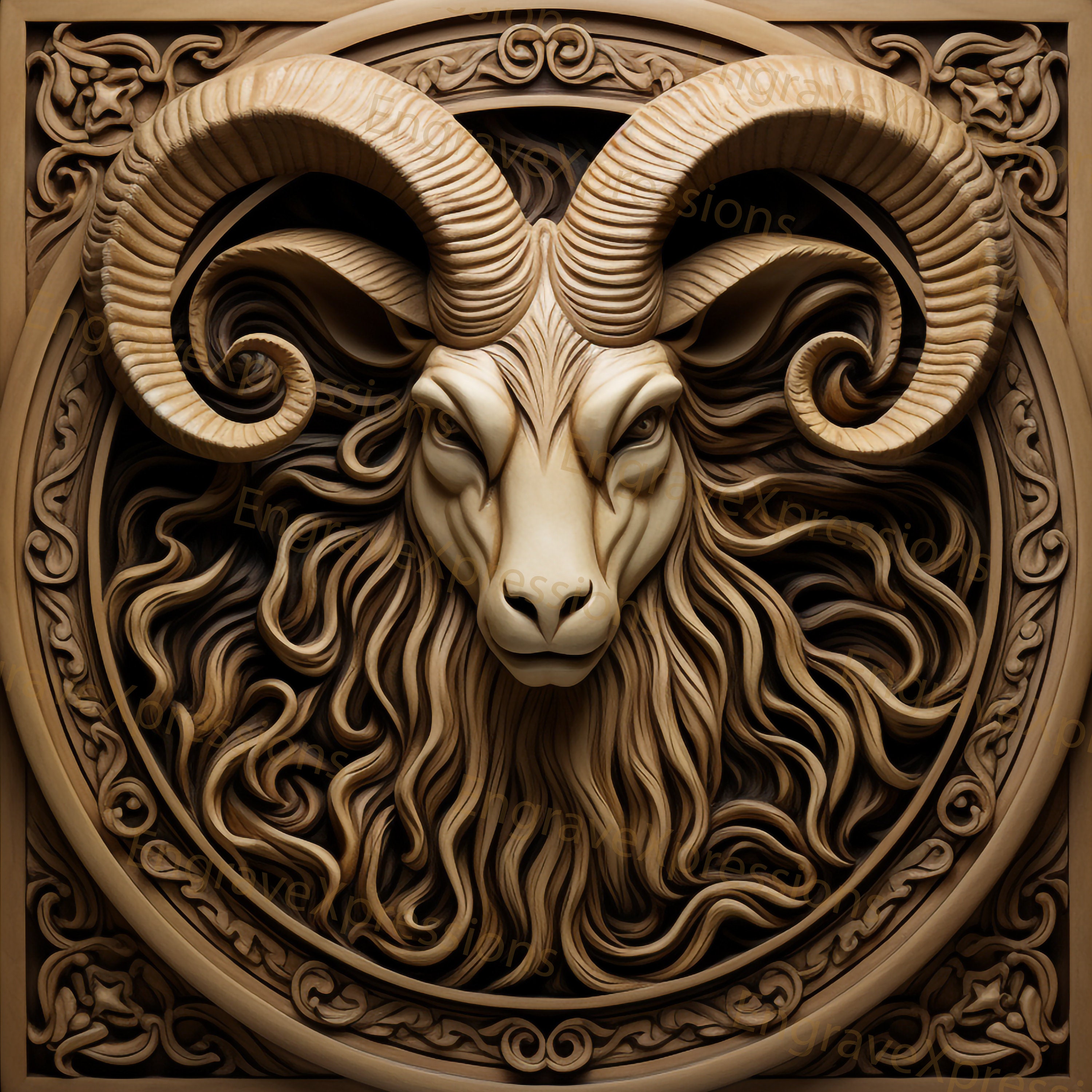 3D Aries Ram Laser Engrave File: Lightburn Ready PNG (digital Download ...