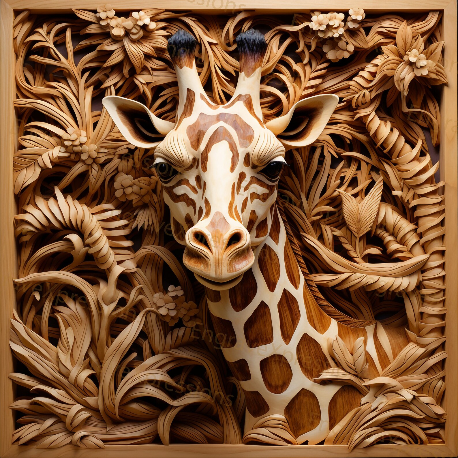 3D Giraffe Laser Engrave File: Wildlife PNG, Lightburn Ready (digital ...