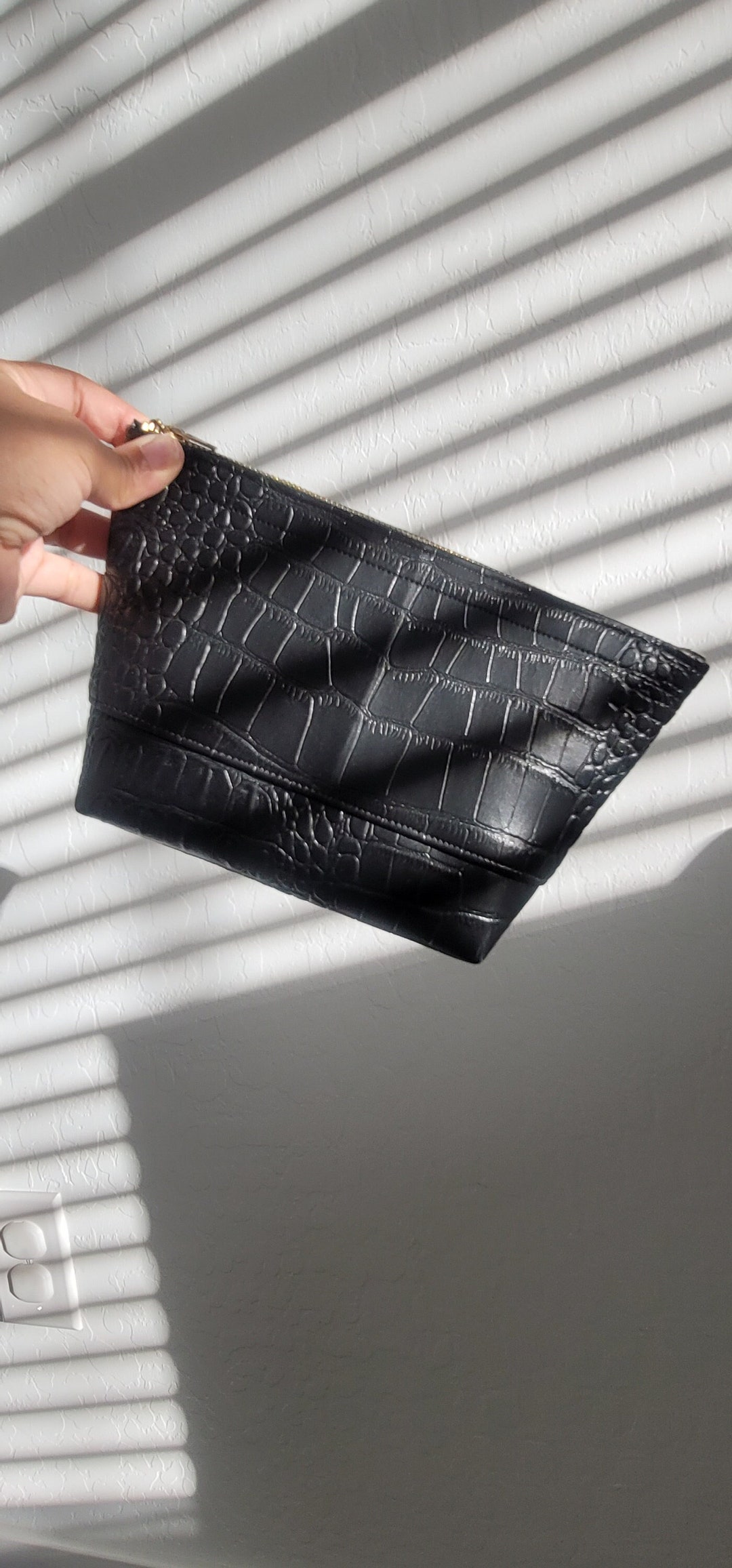 Faux Leather Croc Accessory Pouch - Etsy