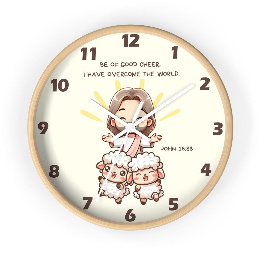 Christian Clock Cute Wall Clock Jesus Clock John 16:33 Bible Verse ...