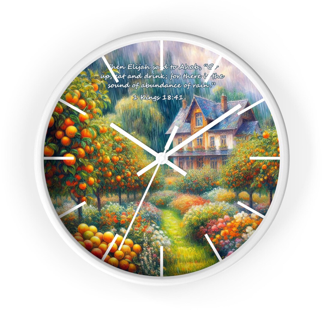 Christian Wall Clock, Inspirational Bible Verse 1 Kings 18:41 ...