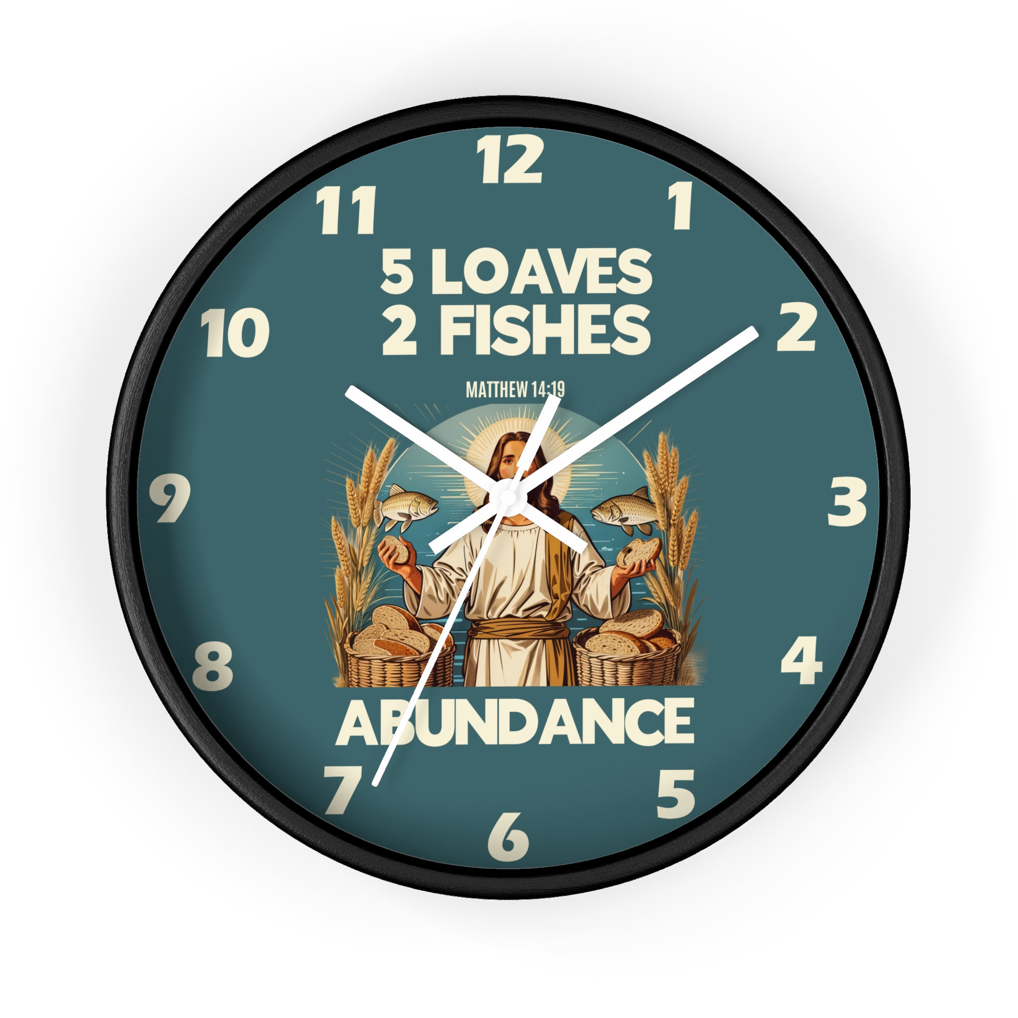 Christian Wall Clock 5 Loaves 2 Fishes Unique Wall Clock Modern Wall ...