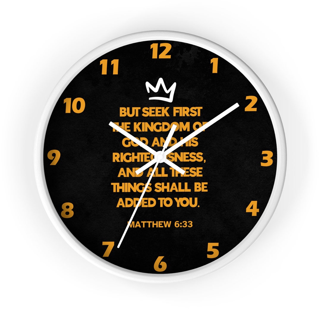 Minimalist Wall Clock Matthew 6:33 Clock Christian Clock Modern Wall ...