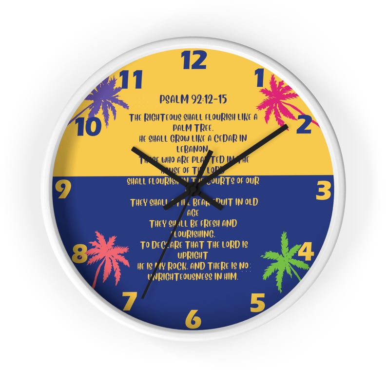 Christian Clock Clock With Bible Verse Psam 92:12 Clock Colorful Wall ...