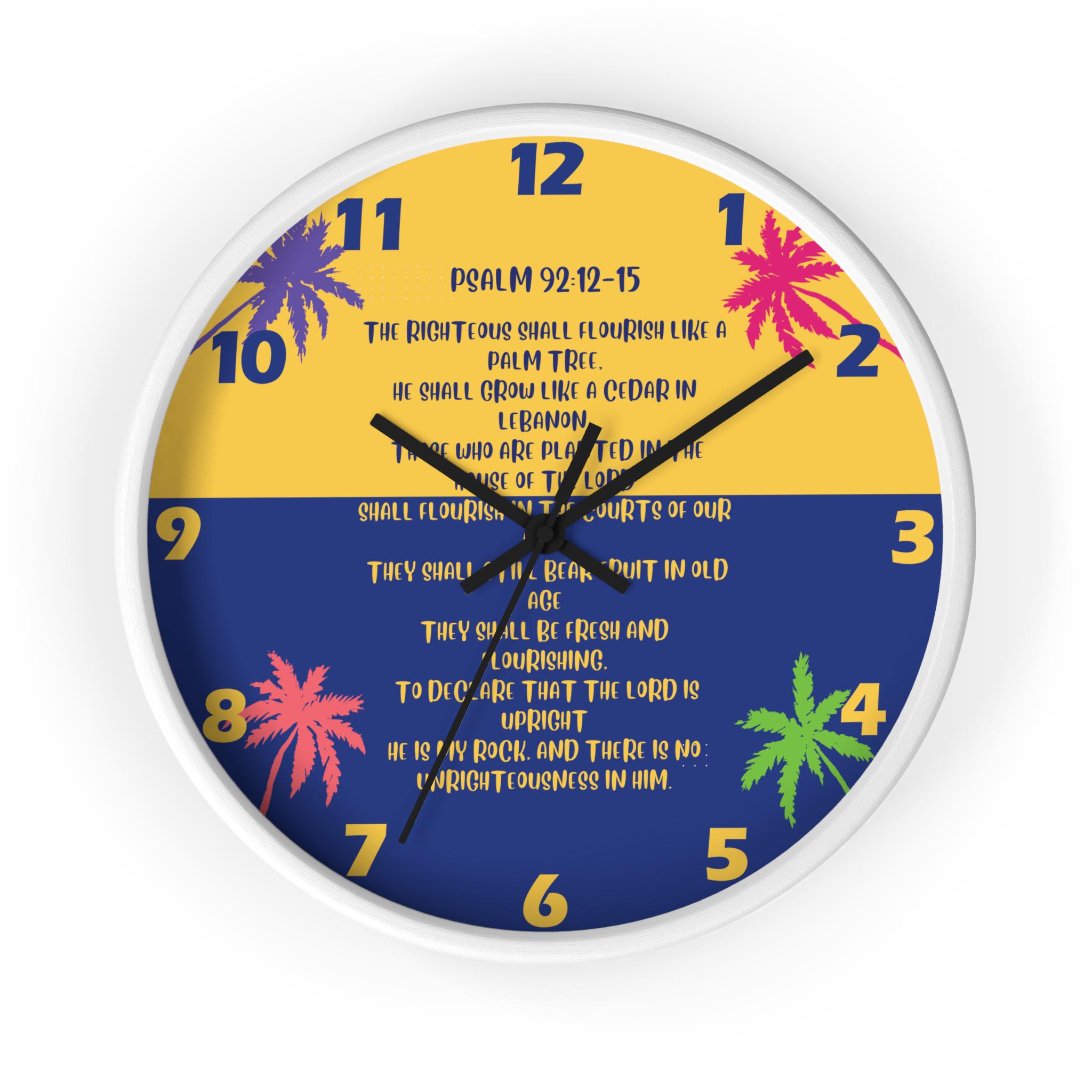 Christian Clock Clock With Bible Verse Psam 92:12 Clock Colorful Wall ...