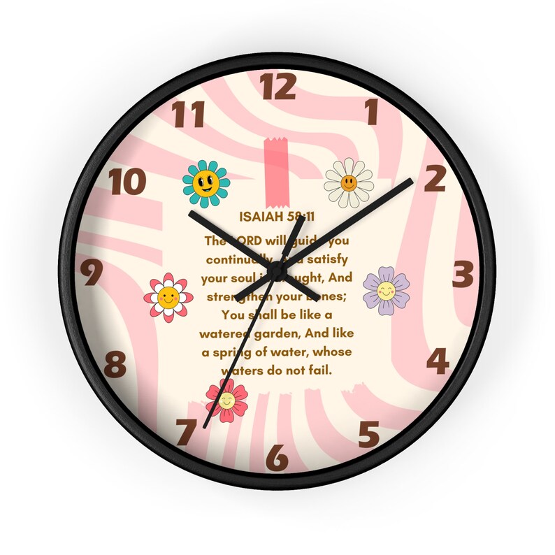 Christian Clock Aesthetic Wall Clock Cute Clock Isaiah 58:11 Christian ...