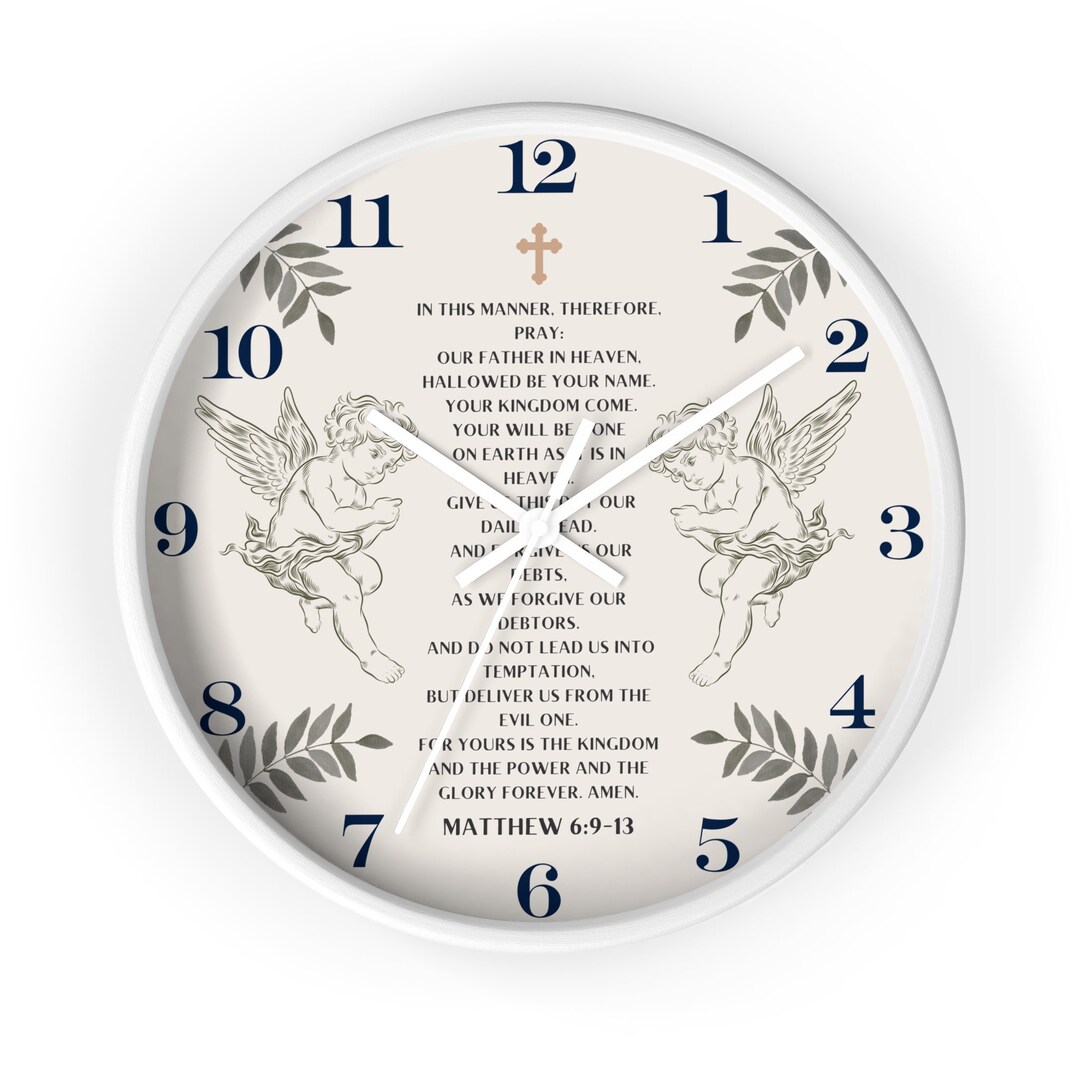 The Lord's Prayer Christian Wall Clock Matthew 6:9-13 Bible Verse Clock ...