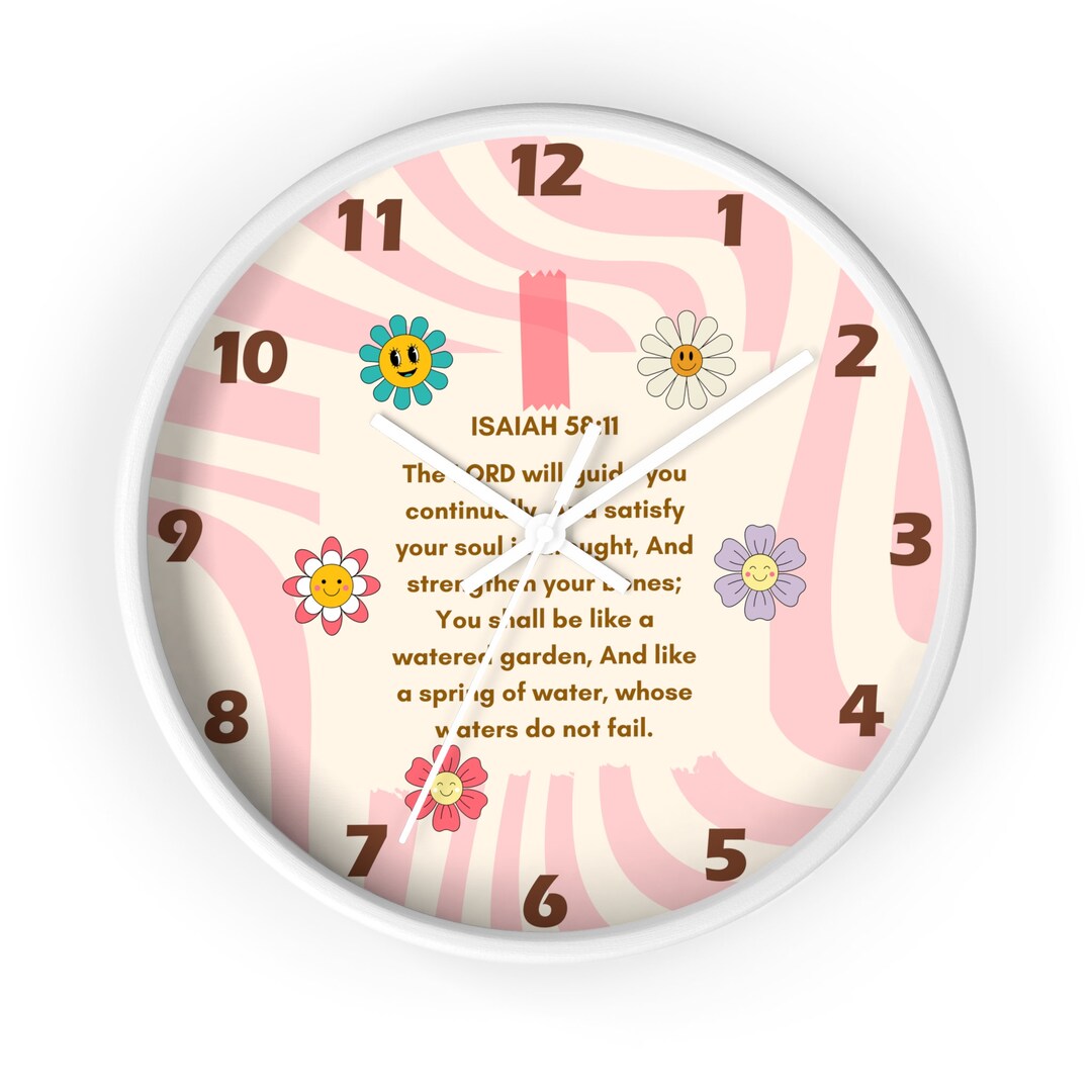 Christian Clock Aesthetic Wall Clock Cute Clock Isaiah 58:11 Christian ...