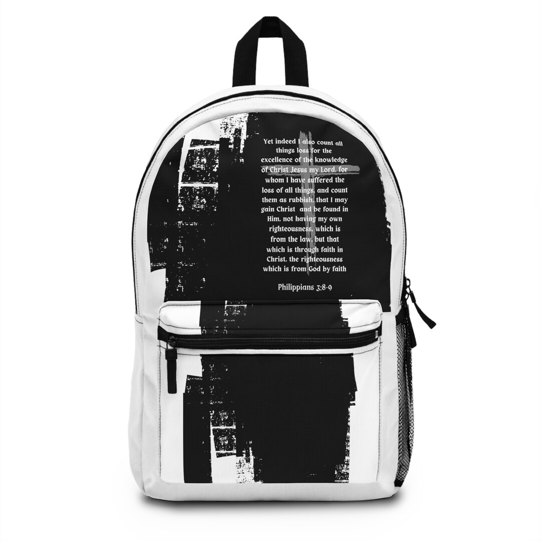 Christian Backpack Inspirational Bags White and Black Backpack Bible ...
