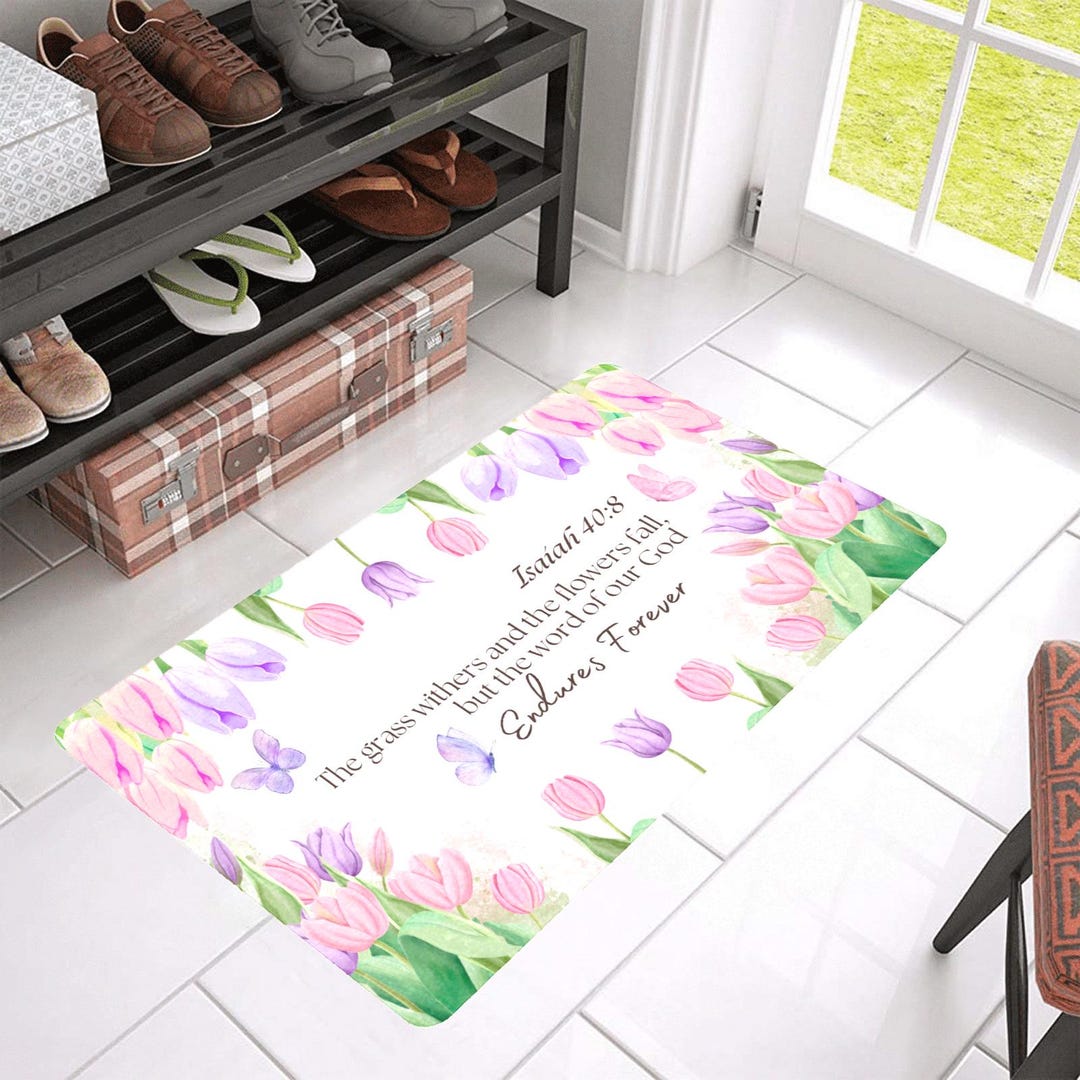 Christian Doormat With Bible Verse Isaiah 40:8 Scripture Floormat ...