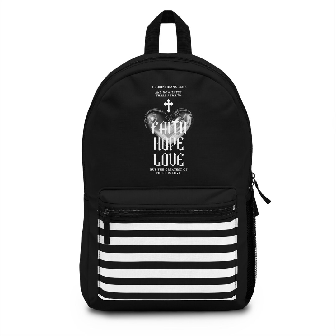 Unique Christian Backpack 1 Corinthians 13:13 Trendy Black Backpack ...