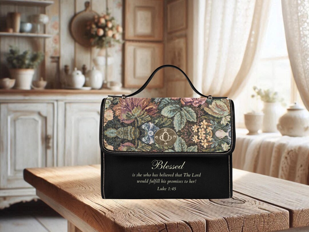 Christian Handbag With Bible Verse Luke 1:45, Floral Crossbody Satchel ...