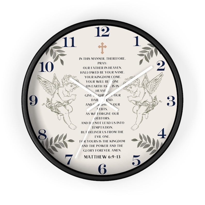 The Lord's Prayer Christian Wall Clock Matthew 6:9-13 Bible Verse Clock ...