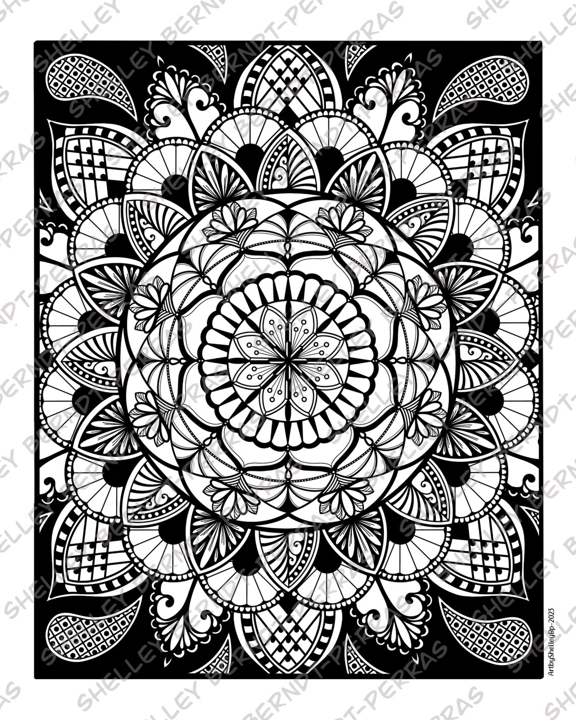 Mandala 3 - Digital Downloadable Mandala Drawing - Etsy