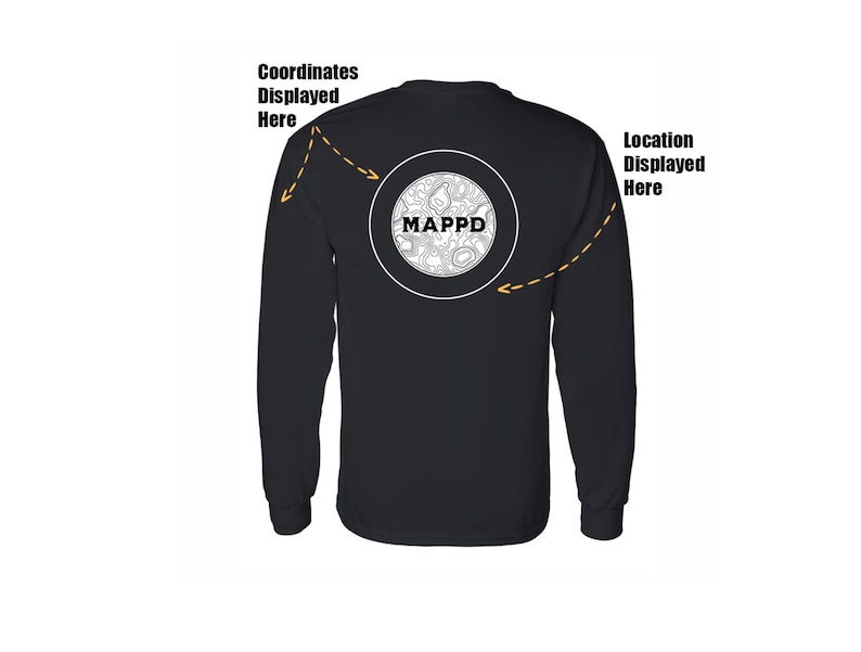 Topo topography Map Design W/ GPS Coordinates Long Sleeve T-shirt ...