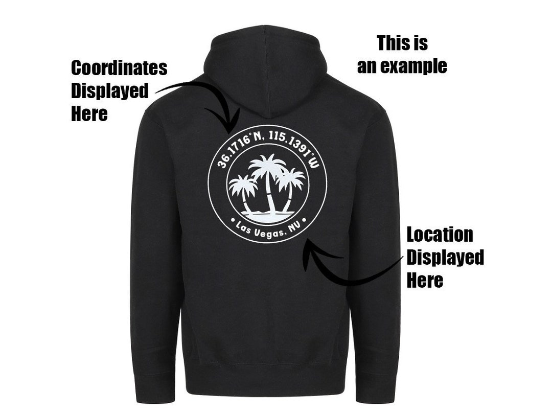 Beach Design W/ GPS Coordinates - Hoodie Sweater - 11 Colors - Etsy