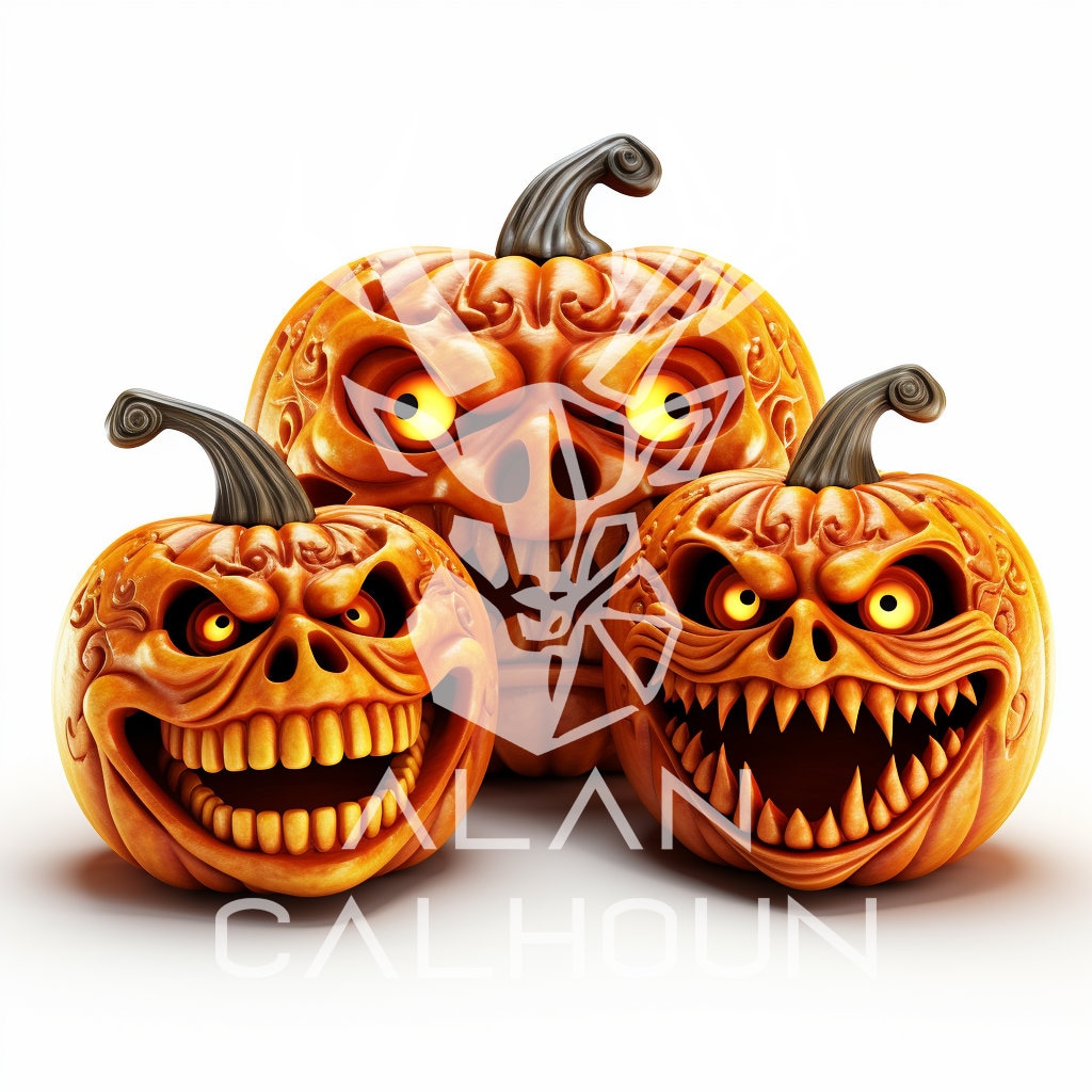 3D Halloween Jack-o'lantern Digital Art High-quality Spooky Pumpkin ...