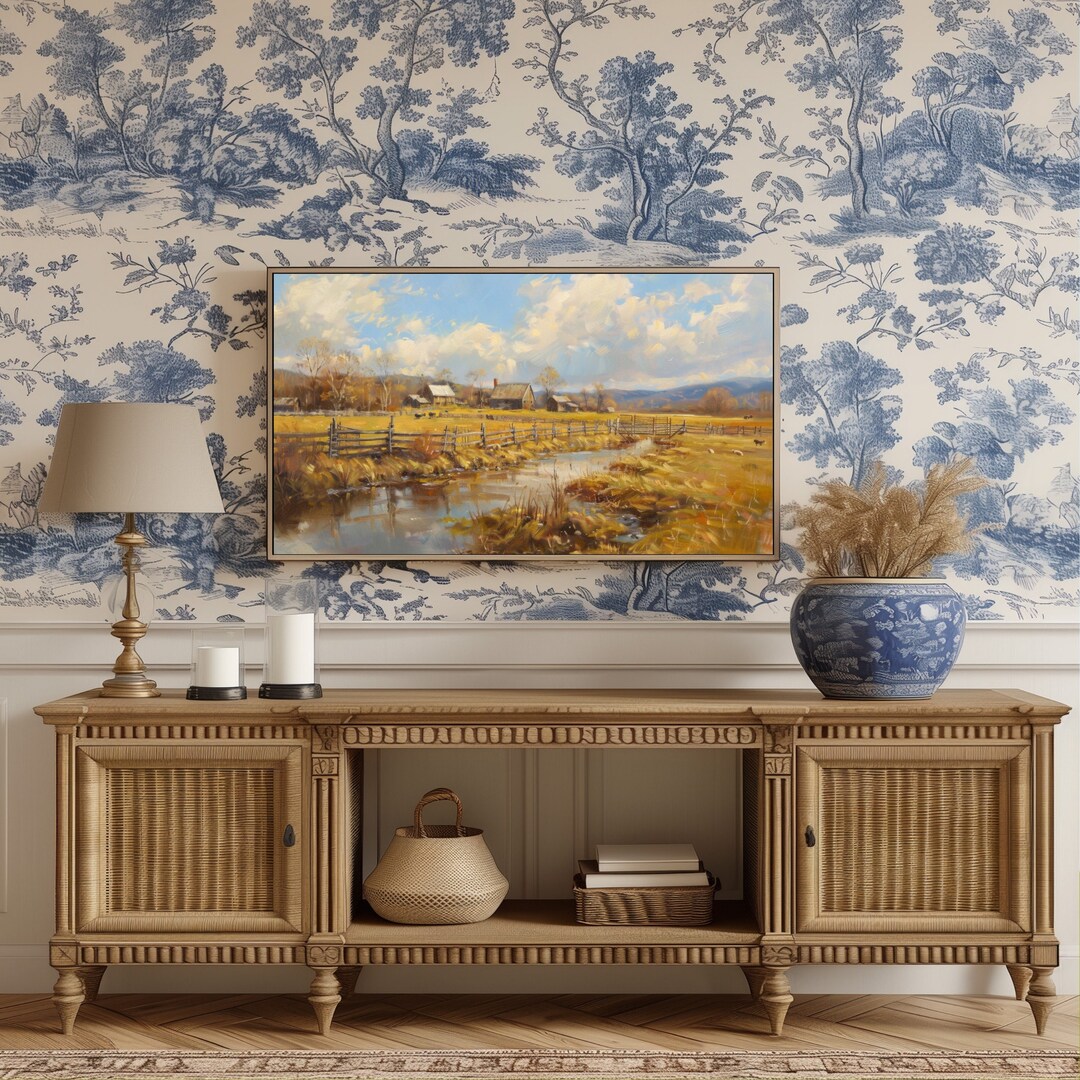 Spring Art TV Frame, Spring Farm Painting, Spring Frame TV Art, Vintage ...