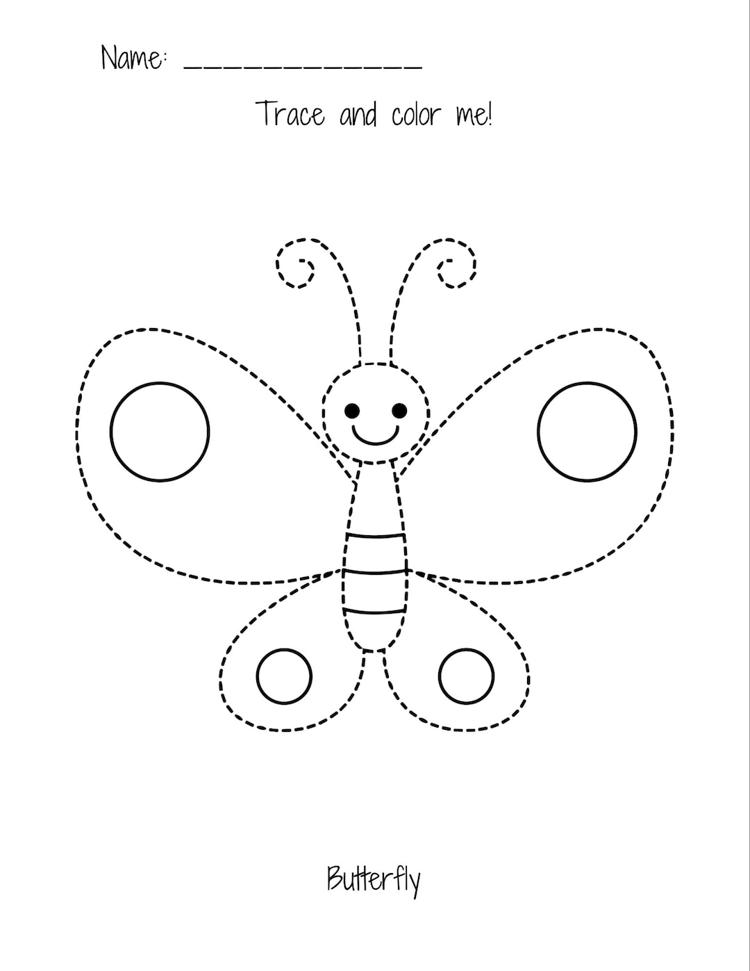Pre-k & Kindergarten Printable Trace and Color Packet - Etsy