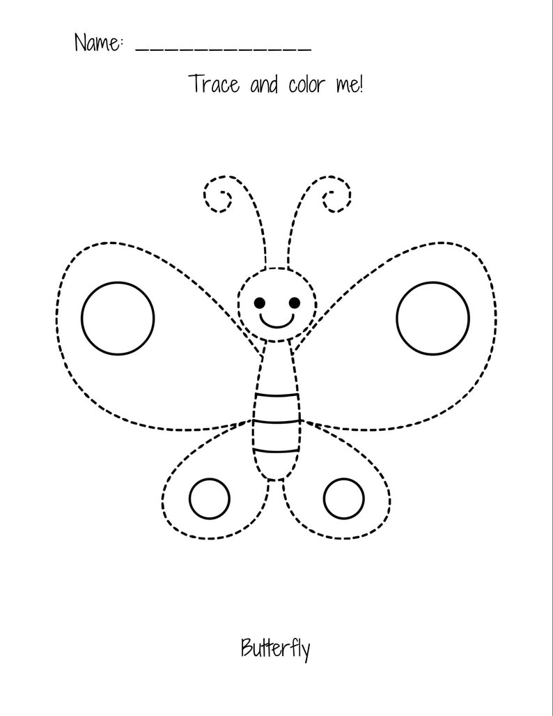 Pre-k & Kindergarten Trace and Color Pages | PDF Download - Etsy
