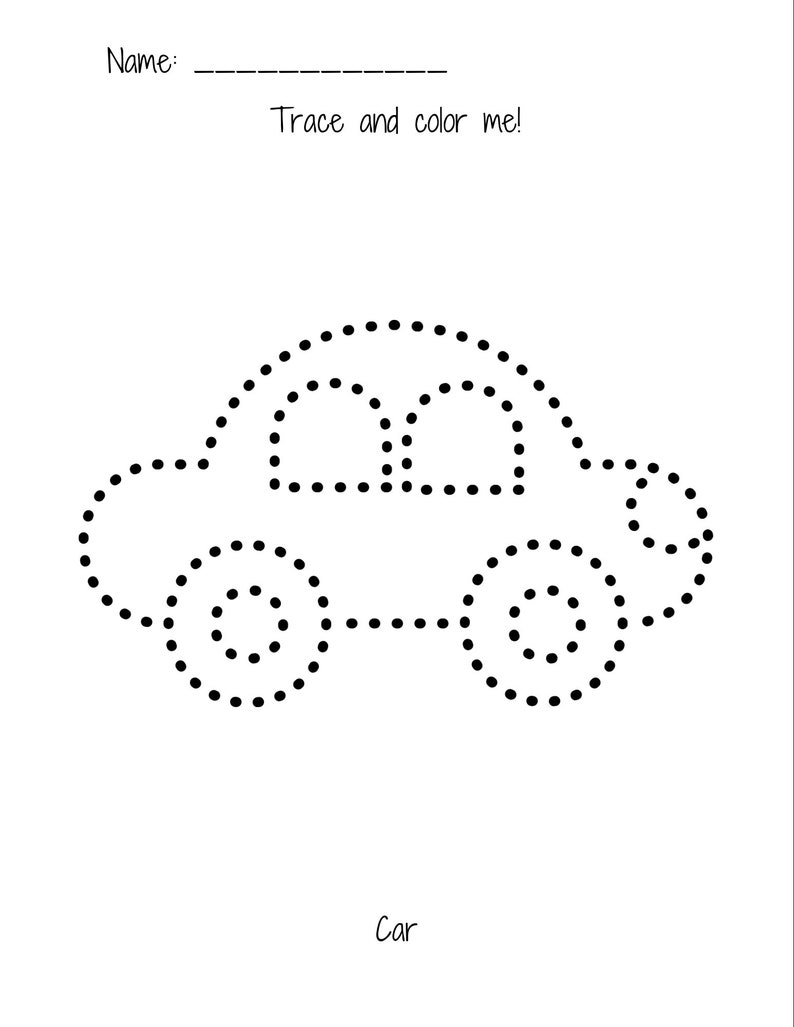 Pre-k & Kindergarten Printable Trace and Color Packet - Etsy