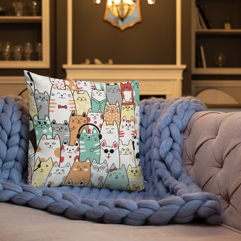 Custom Name Cat Themed Pillow Personalized Kitties Pillow - Etsy