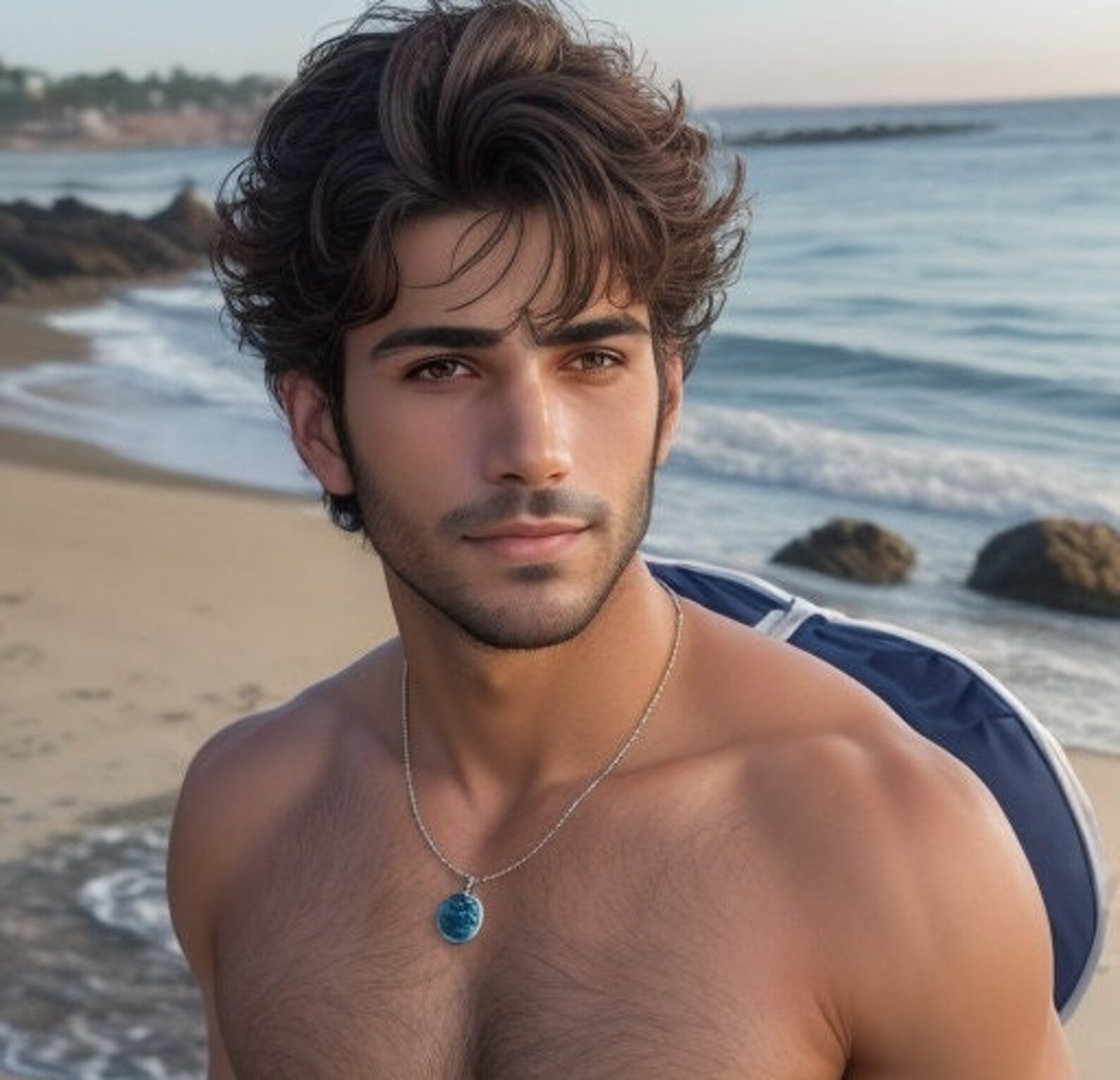AI Male Model: Handsome Portuguese Man at the Beach 01 High-resolution ...