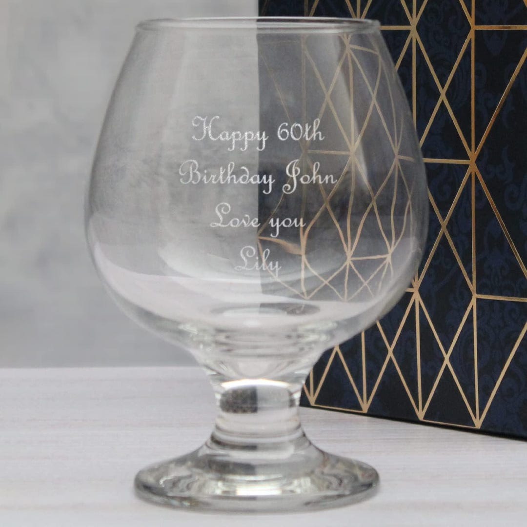 Personalised Engraved 390ml Brandy Cognac Snifter Glass With Gift Box ...