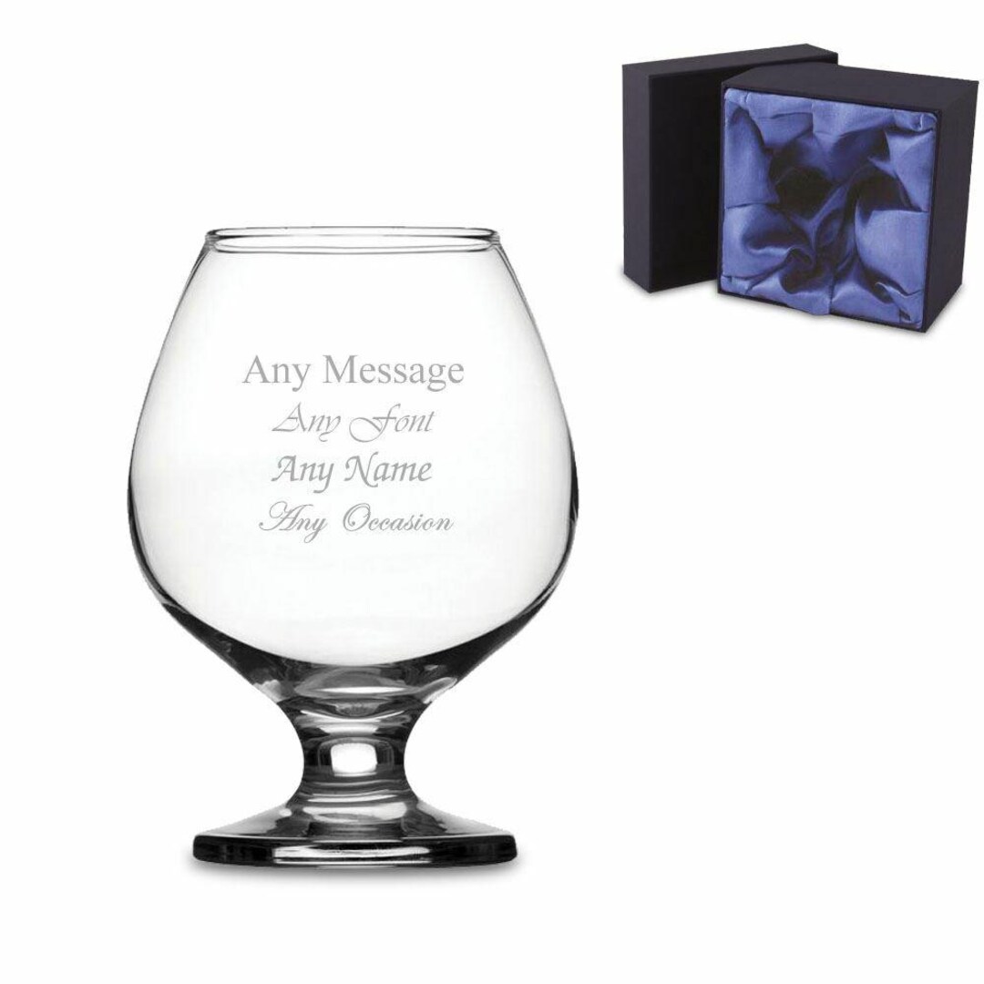 Personalised Engraved Brandy Cognac Glass With Premium Satin Lined Gift ...