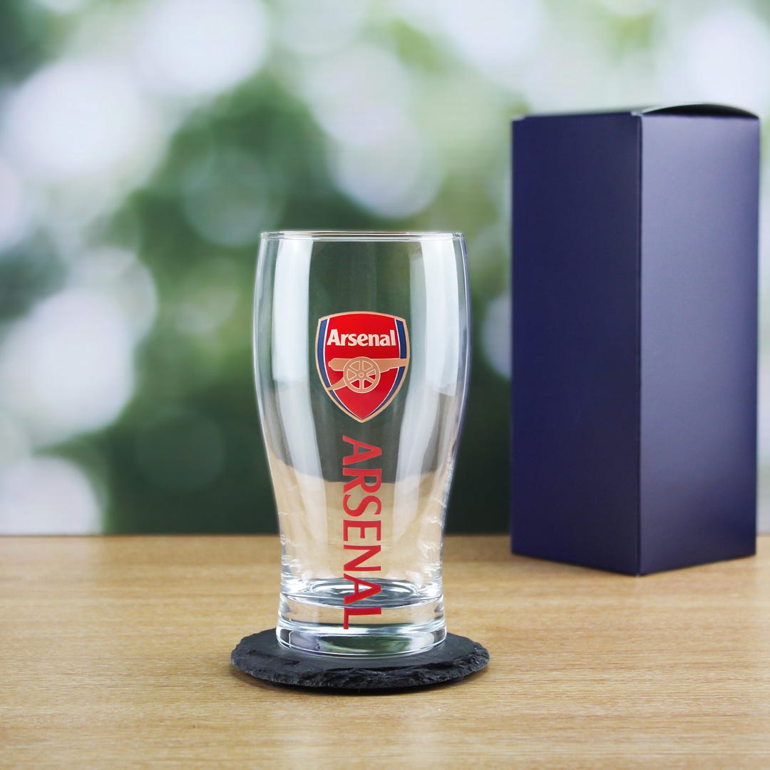 Personalised Engraved Arsenal 20oz Tulip Pint Beer Glass With Gift Box ...