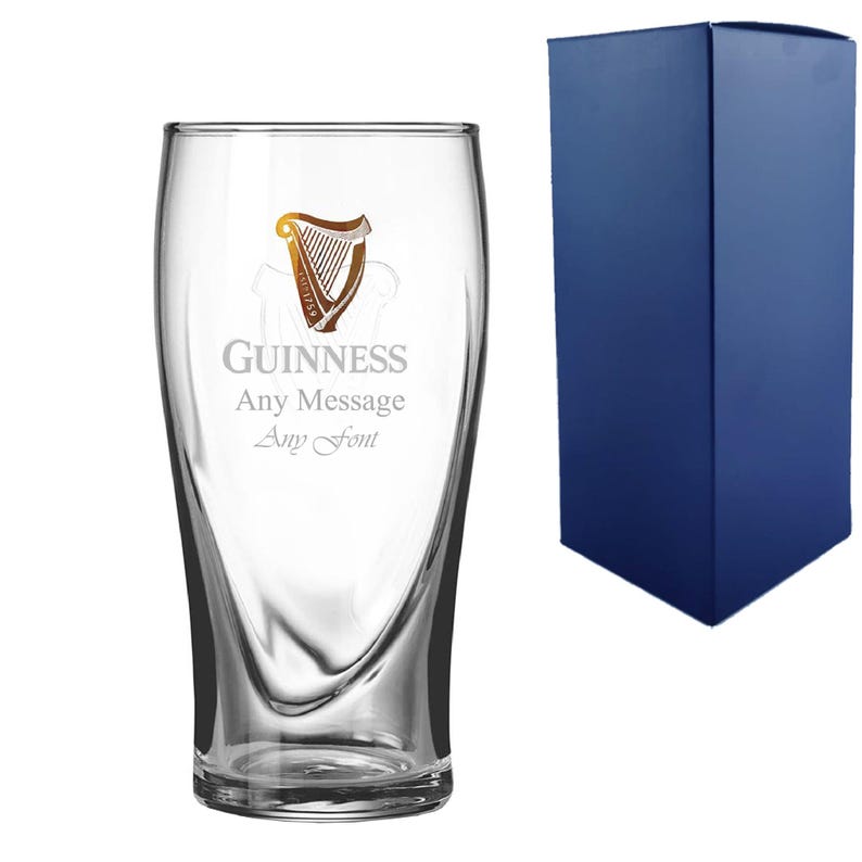 Personalised Engraved Official Guinness Pint Glass With Gift | Custom ...