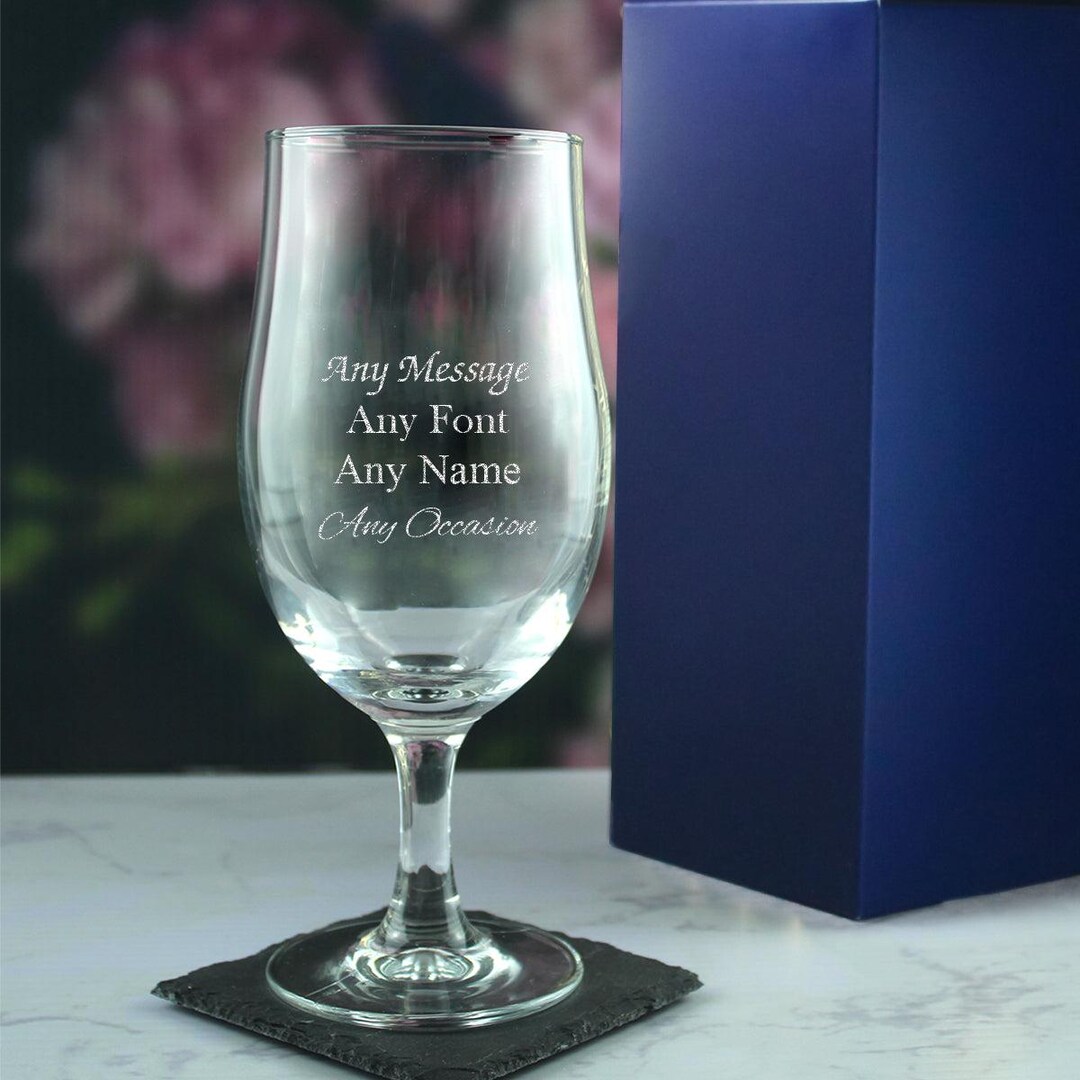 Personalised Engraved Any Message Draft Stemmed Beer Glass With Gift ...