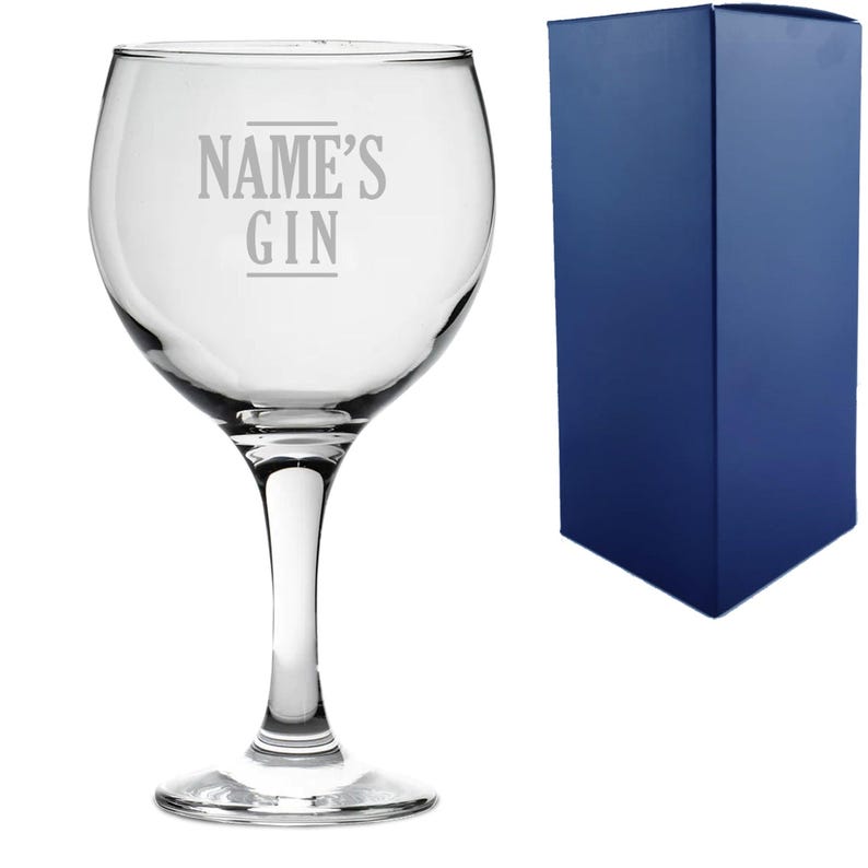 Engraved Gin Balloon Cocktail Glass With Name's Gin Serif Design ...
