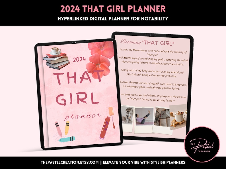 2024 Digital Planner-that Girl Aesthetics, Goodnotes, Notability Self ...