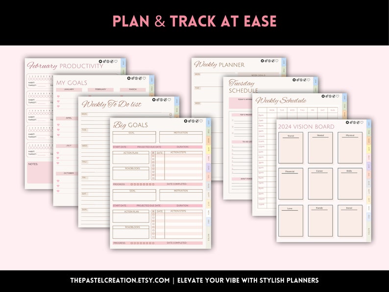 2024 Digital Planner-that Girl Aesthetics, Goodnotes, Notability Self ...
