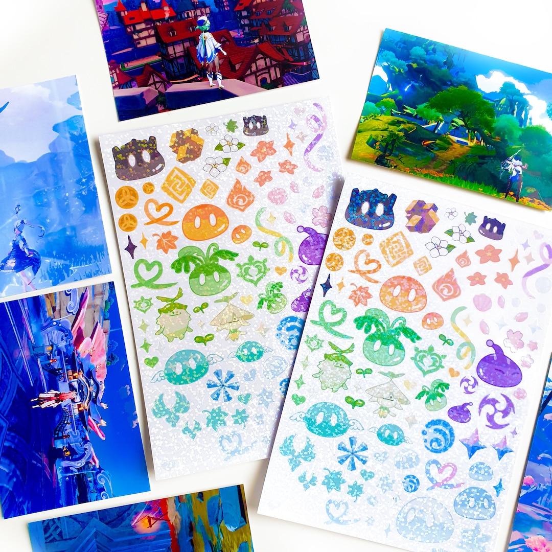 Genshin Impact Sticker Sheet Slimes & Visions' | Cute Sparkle Aranara ...