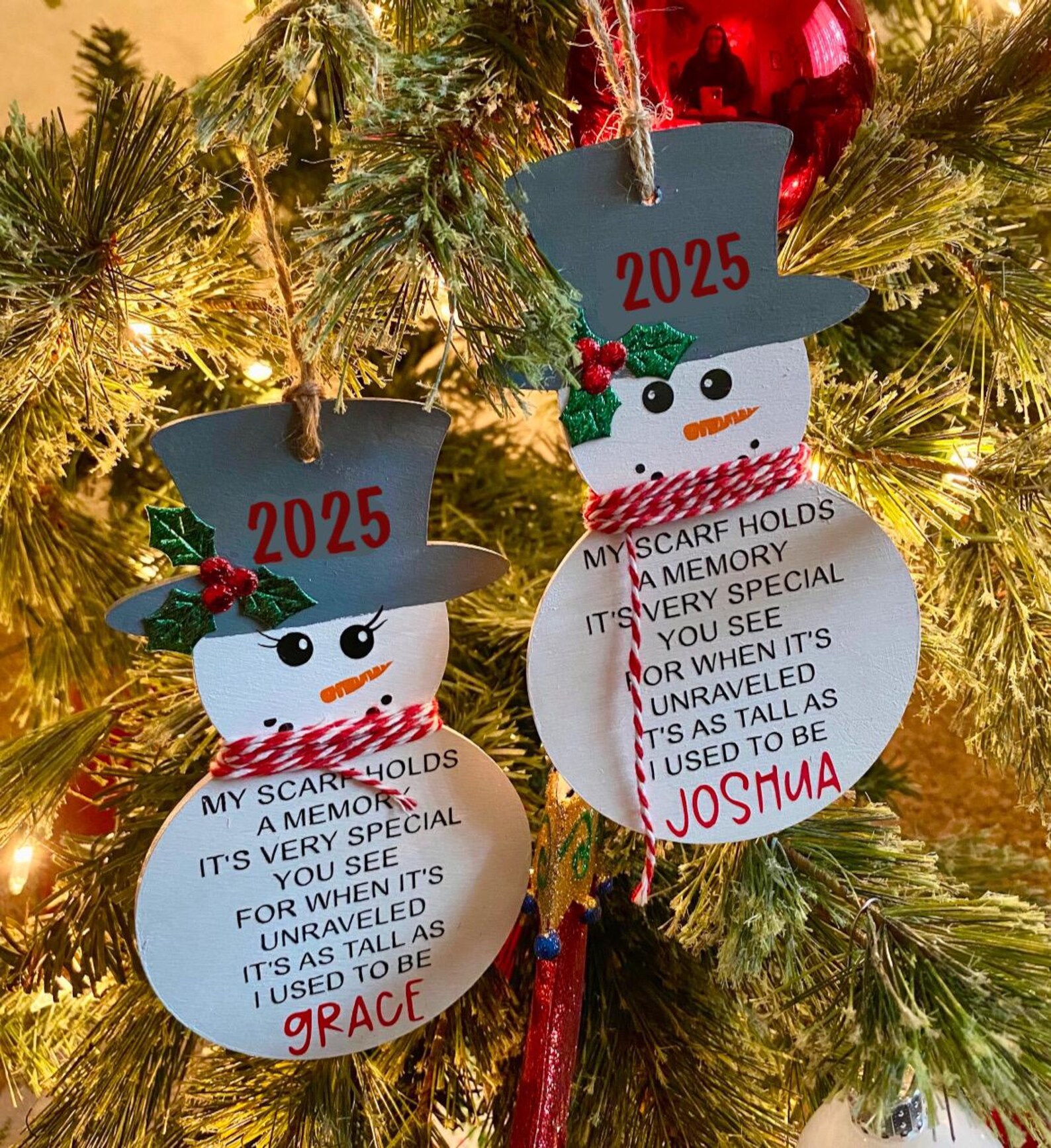 Christmas Ornament Personalized Snowman Height Keepsake - Etsy