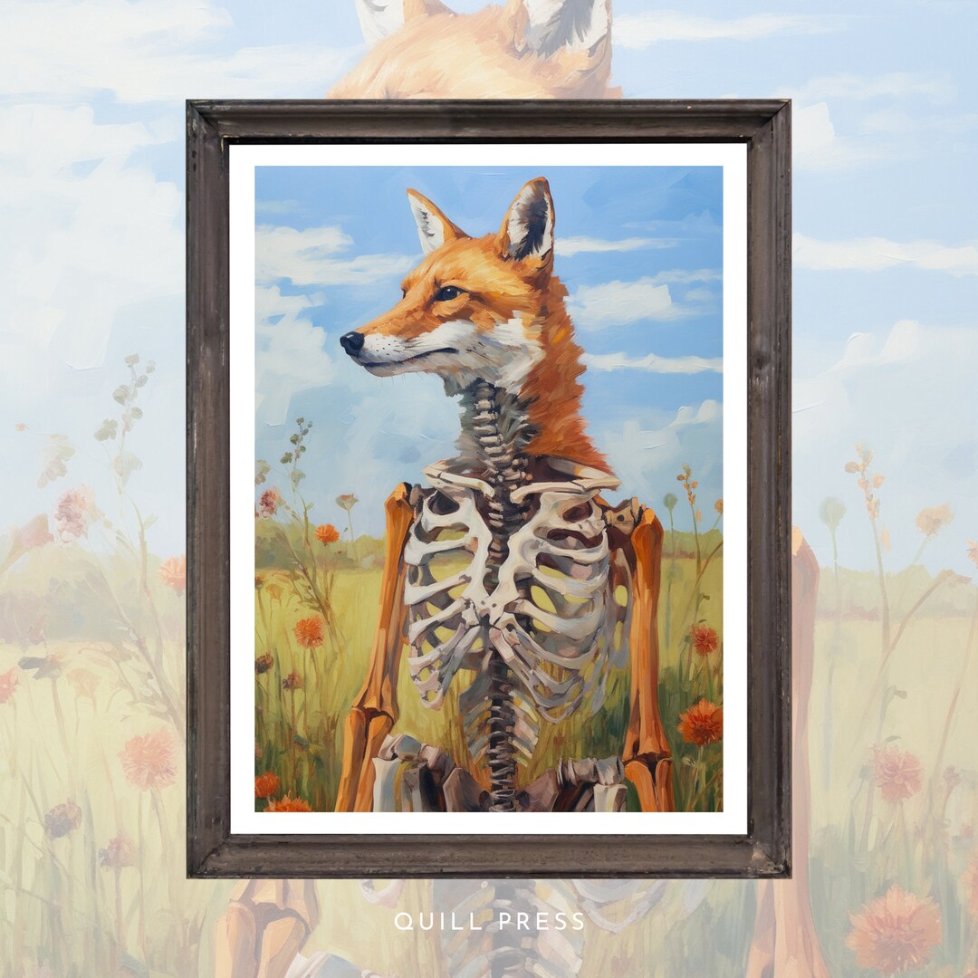 PRINTABLE Fox, Skeleton, Red Fox, Abstract, Cottagecore, Digital Art ...